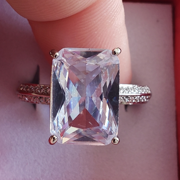 925 Sterling Silver | Jewelry | S925 Post Silver Plated Crystal Ring ...